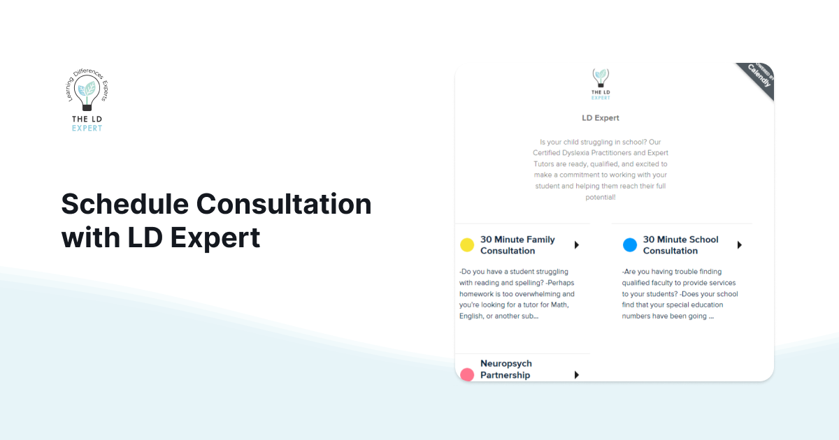 Schedule a Consultation with The LD Expert